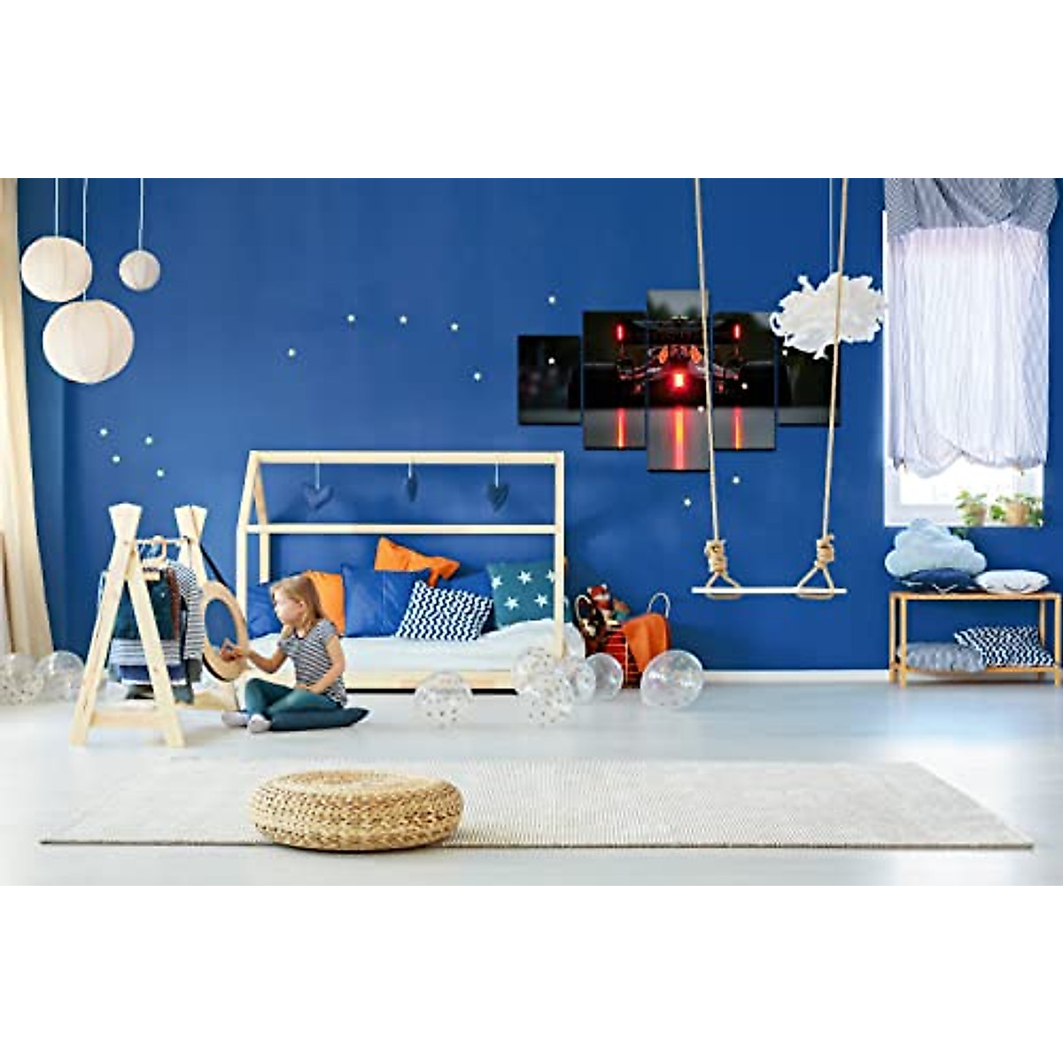 Red Bull F1 HD Printed Car Art Painting 5 Piece Sports Car Pictures Printed on Canvas Painting Wall Art for Living Room Decor Bedroom Racing Cart Modern Home Painting - 50''Wx 24''H (Without Frame)