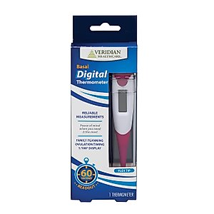 Veridian Healthcare Basal Digital Thermometer for Ovulation Tracking, Natural Family Planning and Fertility | Fahrenheit and Celsius