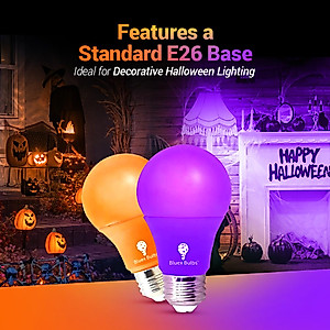 Bluex Bulbs 2 Pack LED A19 Purple Light Bulb - 9W (60Watt Equivalent) - E26 Base LED Purple Bulb, Party Decoration, Porch, Home Lighting, Holiday Lighting, Decorative Illumination (Purple)