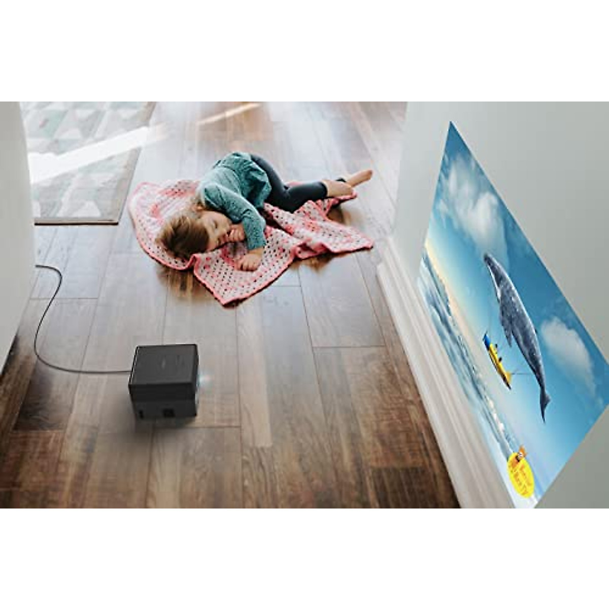 Epson EpiqVision Mini EF12 Smart Streaming Laser Projector, HDR, Android TV, Movies, Family Gaming, Portable, sound by Yamaha, 3LCD, Full HD 1080p, 1000 lumens Color & White Brightness Bluetooth Black