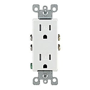 Leviton T5325-W 15 Pack 15Amp 125V Tamper Resistant Decora Duplex Receptacle, White