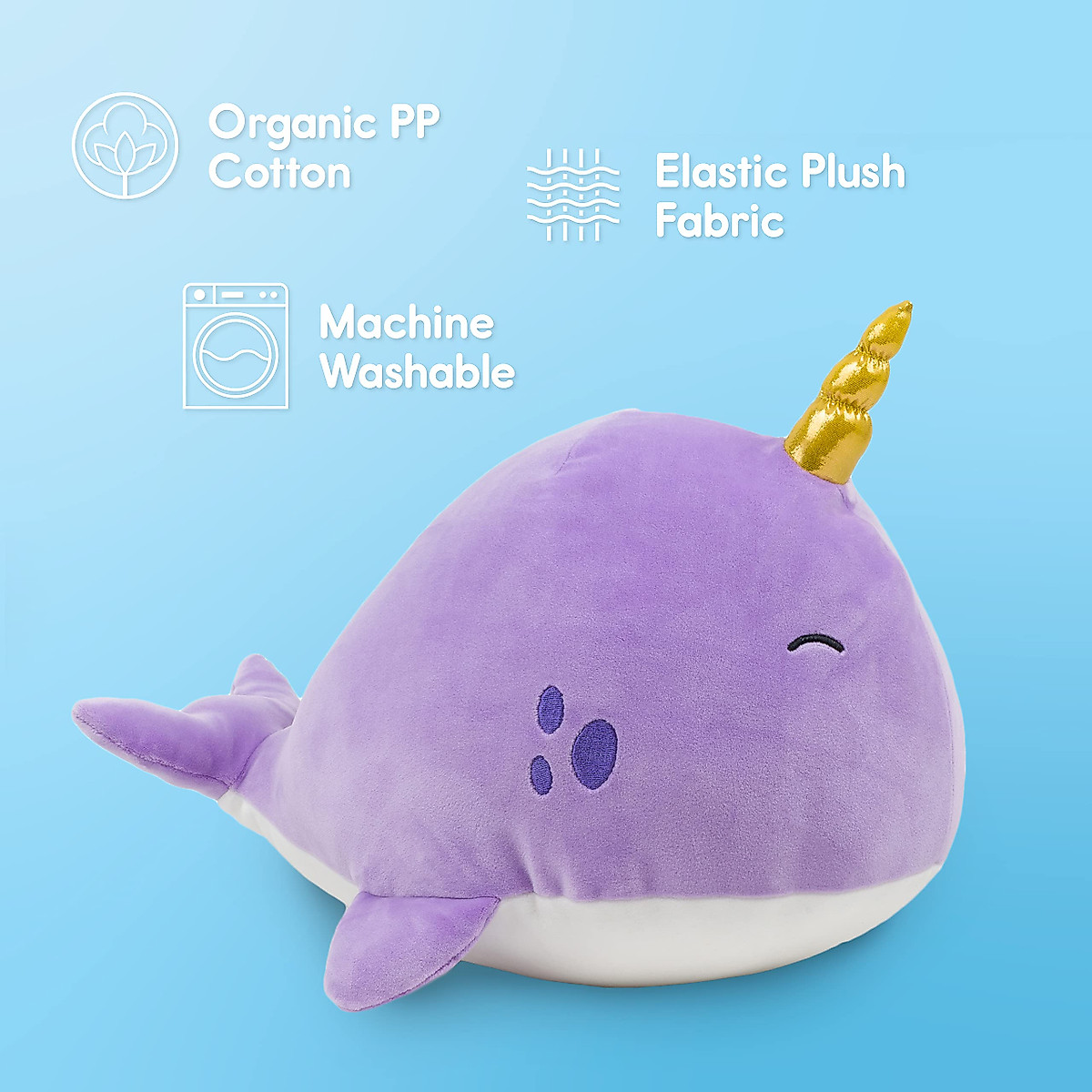 Snuggie Buggies Narwhal Stuffed Animal Ultra Soft Plush Cute Narwhal Toy Plushie Stuffed Animals for Kids