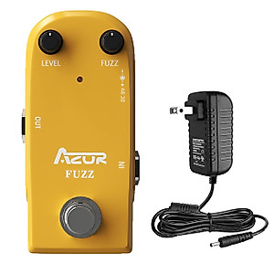 AZOR Pedal Power Adapter with Vintage Fuzz Guitar Effect Pedal with True Bypass