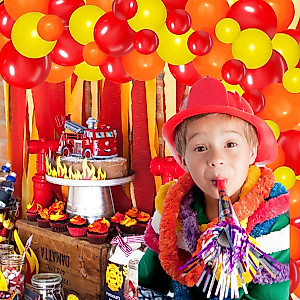 Red Yellow Orange Balloon Garland Arch Kit, 117PCS Red Orange Balloons Yellow Red Balloons Fall Party Decors for Boys Firefighter Fire Truck Birthday Baby Shower Wedding Party Decorations
