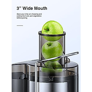 Juicer Machine, 800W Centrifugal Juicer Extractor with Wide Mouth 3” Feed Chute for Fruit Vegetable, Easy to Clean, Stainless Steel, BPA-free (Black)