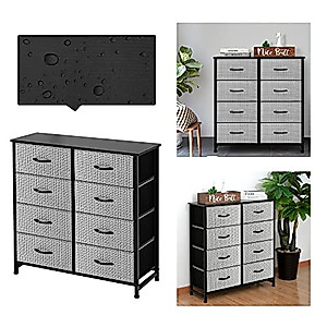 AZL1 Life Concept Storage Dresser Furniture Unit-Tall Standing Organizer for Bedroom, Office, Living Room, and Closet-8 Slim Drawer Removable Fabric Bins, Black and White