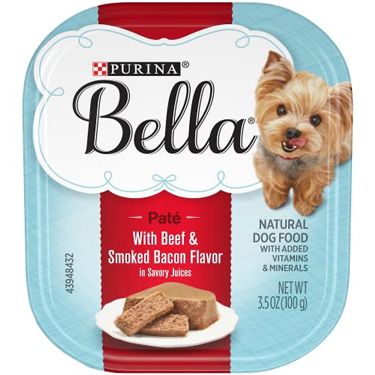 Purina Bella Natural Small Breed Pate Wet Dog Food, With Beef & Smoked Bacon in Savory Juices - (12) 3.5 oz. Trays