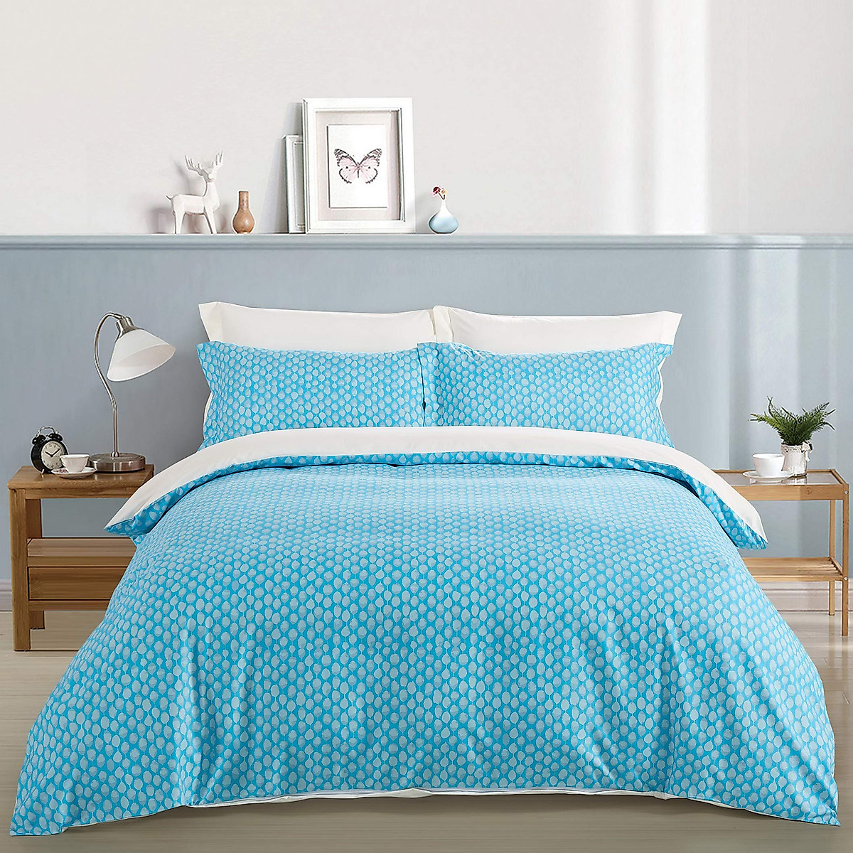 Chanasya Premium Blue Aqua Abstract Duvet Cover Set - Vibrant Colorful Boho Art Print 3-Piece King Size Lightweight Reversible Microfiber Comforter Cover - Ultra Soft Breathable Stain Resistant