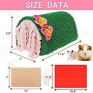 FAITUCOS Guinea Pig Hideout - Soft Fleece Tunnel House for Rat Hamster Hedgehog Chinchilla Squirrel Samll Animals - Cute Cactus Shapes Bedding Cage Accessories for Sleeping Rest Playing