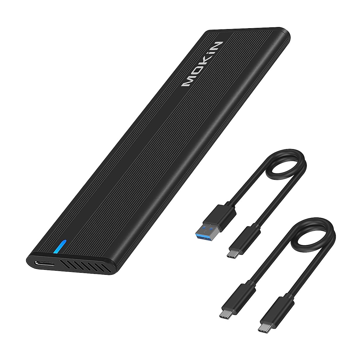 MOKiN M.2 NVMe SATA SSD Enclosure Adapter Tool-Free,USB C 3.2 Gen 2 10Gbps M.2 NVMe,6Gbps SATA PCIe M-Key(B+M Key), NVMe M.2 Enclosure Support UASP Trim for 2242/2260/2280 SSD
