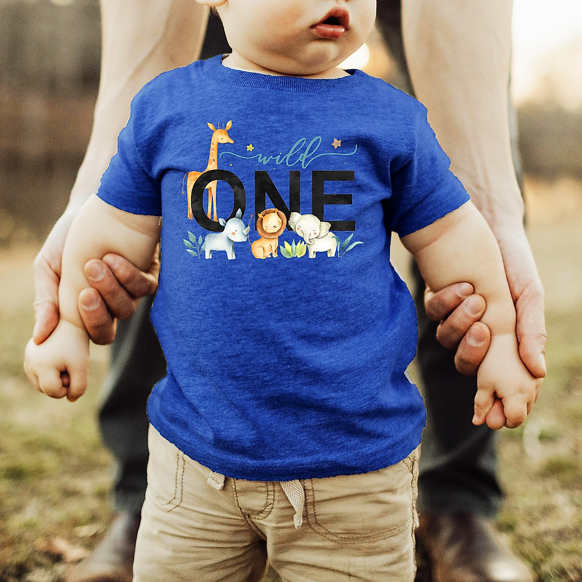 Wild One Boys 1st Birthday Safari Animal Themed T-Shirts for Baby Boys Vintage Royal Shirt 12 Months