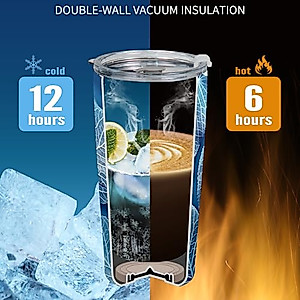 QWEUIOP 20oz Insulated Travel Coffee Mug White Leaves Stainless Steel Tumbler with Lid Double Wall Vacuum Coffee Cup For Hot and Cold Drinks14226