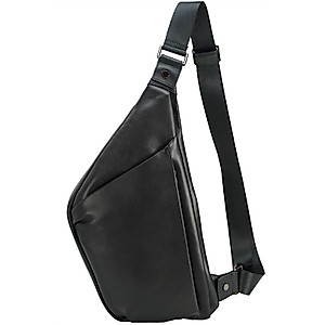 Leather Sling Backpack Bag for Men Fits 9.7 Inch Tablet Vintage Small Shoulder Crossbody Bags Hiking Daypack