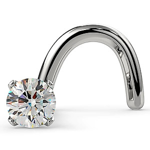 FreshTrends® 14K White Gold SI1-SI2 G-H Diamond Nose Ring | USA Made | Gold Nose Stud - 20 Gauge Genuine Diamond Nose Stud for Women | White Gold Nose Ring & Real Diamond Nose Ring | Small Diamond Stud Nose Ring