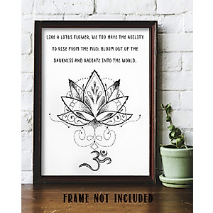 TJ Originals Like a Lotus Flower Quote - Spiritual and Boho Wall Decor - Namaste Zen and Meditation Aesthetic Room Decor - Unframed 11x14 Wall Art Print for Living Room or Yoga Studio