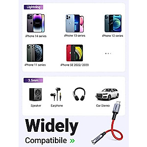 UGREEN Headphones Adapter for MFi Certified iPhone Lightning to 3.5mm Jack Converter Compatible with iPhone 14 Pro Max/14 Plus/13/13 Pro/13 Pro Max/12/12 Pro Max/11 Pro Max/XS/8/8P, iPad 9, Red