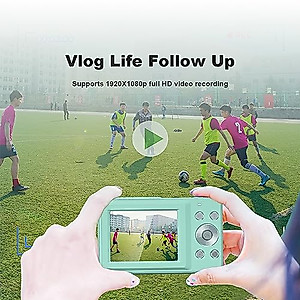 Digital Camera, FHD 1080P Portable Small Camera, Anti Shake Lightweight Compact Point and Shoot Camera, for Teens Adult Kids, Green
