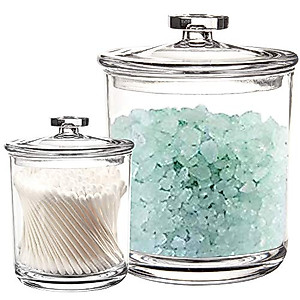 Youngever Clear Plastic Apothecary Jars (1 Set 60 Ounce and 1 Set 15 Ounce)