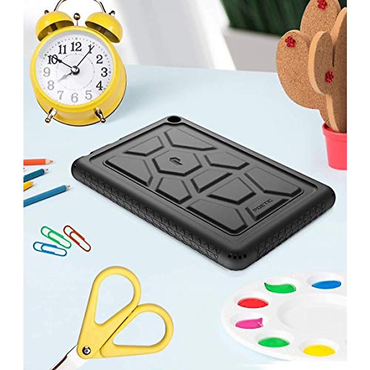 Poetic TurtleSkin Case Designed for All-New Kindle Fire HD 8 Tablet and Fire HD 8 Plus Tablet (10th Gen, 2020 Release), Heavy Duty Shockproof Kids Friendly Silicone Bumper Protective Case Cover, Black