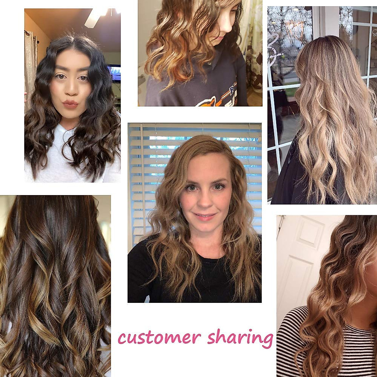 3 Barrel Hair Curling Iron Wand Temperature Adjustable 25mm Hair Waver（Pink）