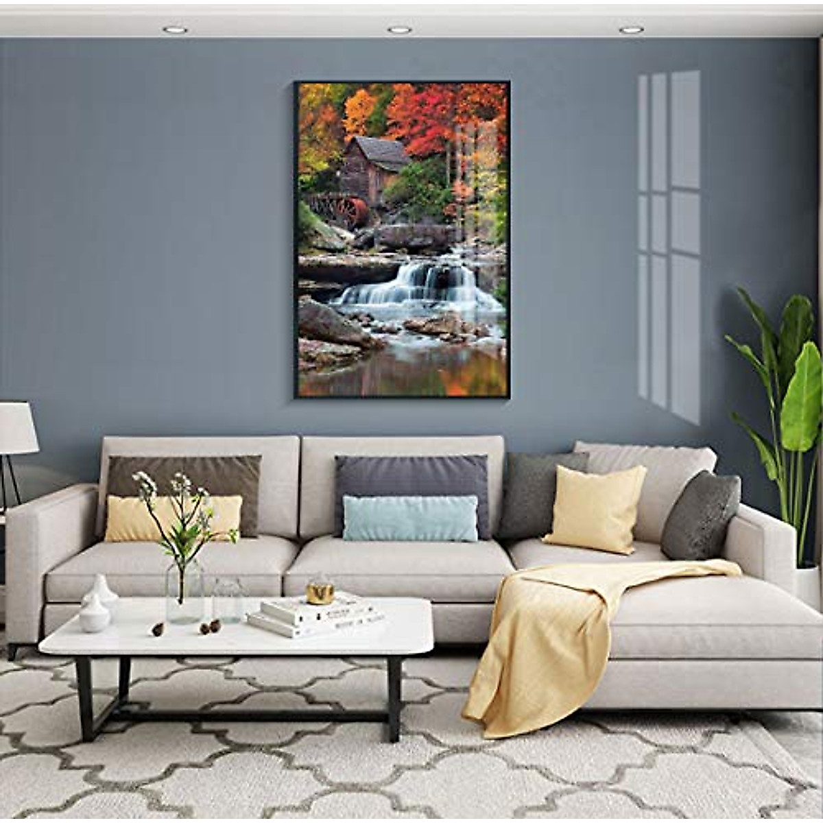 GLT.ETL Diamond Art Painting Kit for Adults & Kids 5D Dots Waterfall Full Drill Round Gem Jewel Nature Water Wheel Fall Picture Wall Home Decoration (11.8 x 15.7 inch)…