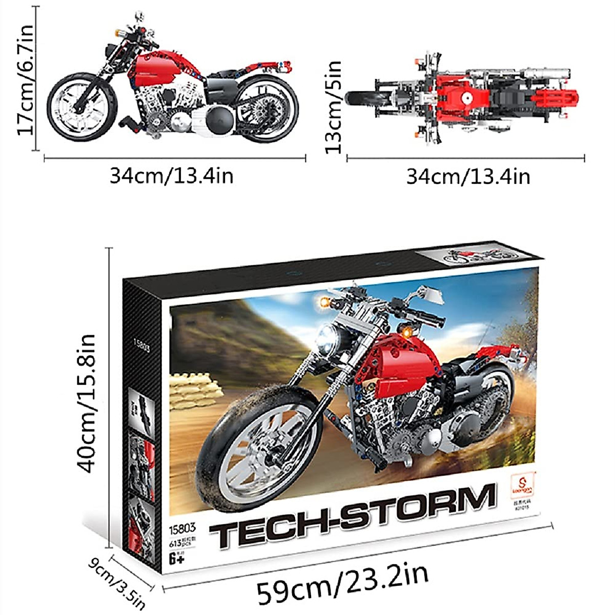 MANYI Motorbike Toy Building Kit,Build A Motorcycle Building Blocks Set Model,Featuring Gearbox and Suspension（613Pieces）