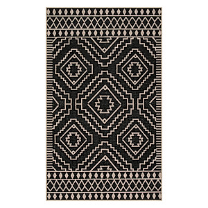 Lahome Moroccan Easy Jute Area Rug, 3x5 Entryway Rug Indoor Outdoor Patio Rug 3x5 Farmhouse Black Washable Living Room Area Rug, Non Slip Indoor Outdoor Carpet for Patio Courtyard Deck