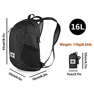 Peicees Lightweight Packable Backpack for Women Men Travel Hiking Waterproof Foldable Daypack Bag Collapsible Backpack 16 L