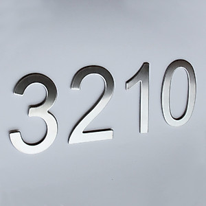 3 Inch House Numbers Sticker Stainless Steel, Self-Stick Metal Address Mailbox Number Satin Sign 3