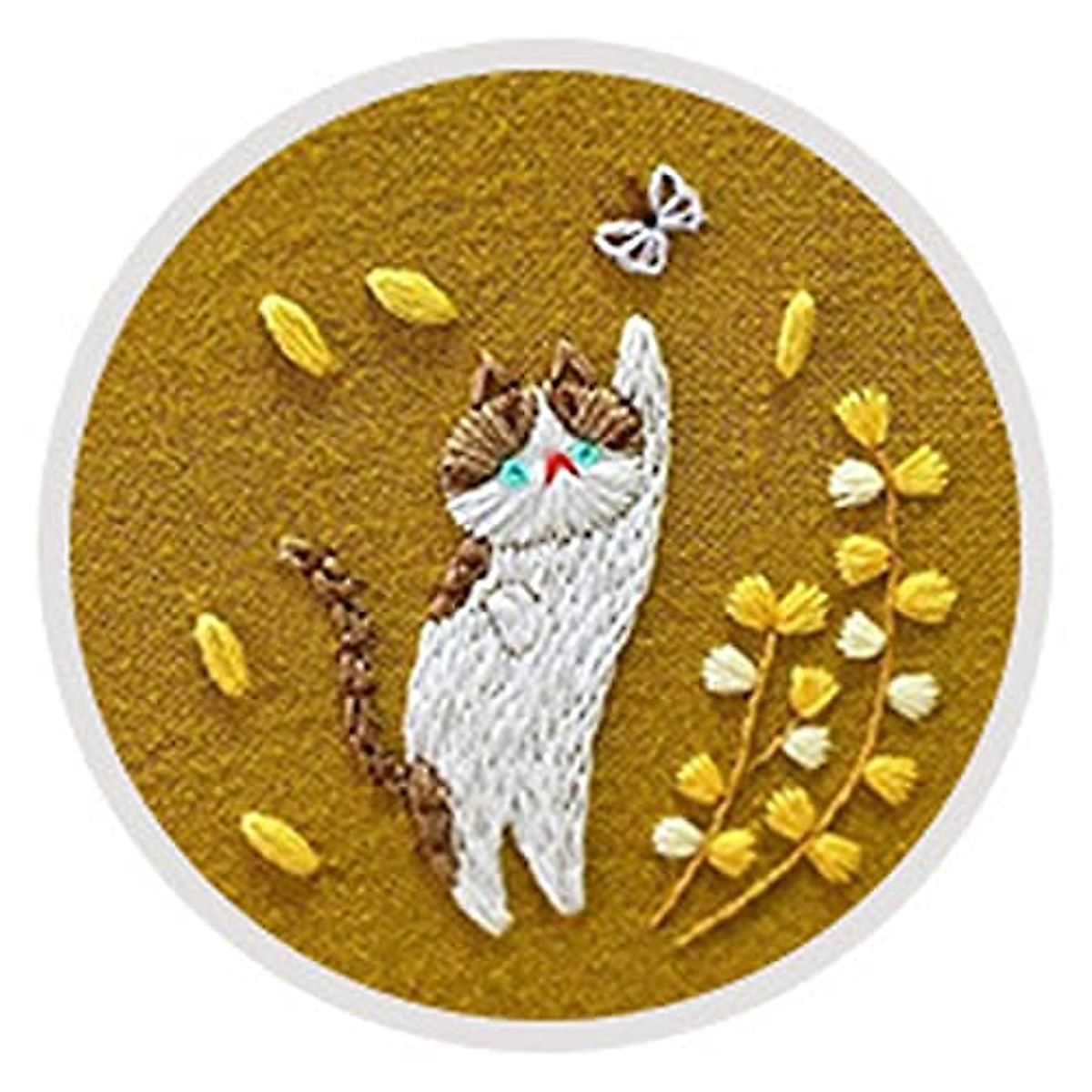 Mantouxixi Embroidery Starters Kit with Pattern & Instructionsfor Beginners, Cross Stitch Kits with Embroidery Hoops, Stamped Embroidery Cloth, Colored Threads and Needles