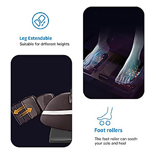 BestMassage Electric Shiatsu Chair Recliner with Built-in Heat Therapy Foot Roller Airbag Massage System SL-Track Stretch Vibrating Audio for Home Office,Black, Brown