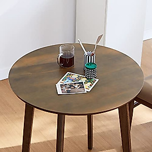 Livinia Canberra 27.6" Round Wooden Dining Table/Small Mid Century Modern Malaysian Oak Kitchen Table (Walnut)