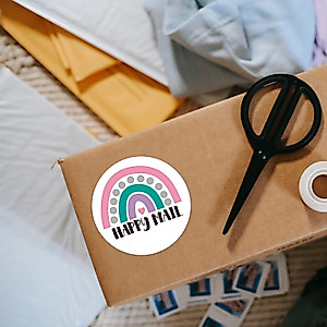 EKSPLODI Happy Mail Stickers for Business Small Shops Online, Small Business Stickers, Small Business Packaging Supplies, Envelope Seal Stickers, 1.4 Inch, 6 Unique Designs, 500 Pcs Per Roll.