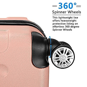 Outvita Hardside Luggage Set 3 Piece Carry on Suitcase with TSA Lock & Spinner Wheels, Lightweight Portable Travel Rolling Luggage, Rose Gold