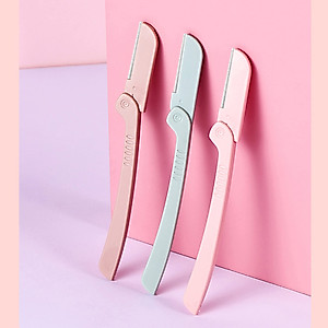 Eyebrow repair tool, foldable facial lint razor (9 pieces), hair removal knife for eyebrows and peach fuzz, universal facial razor for men and women