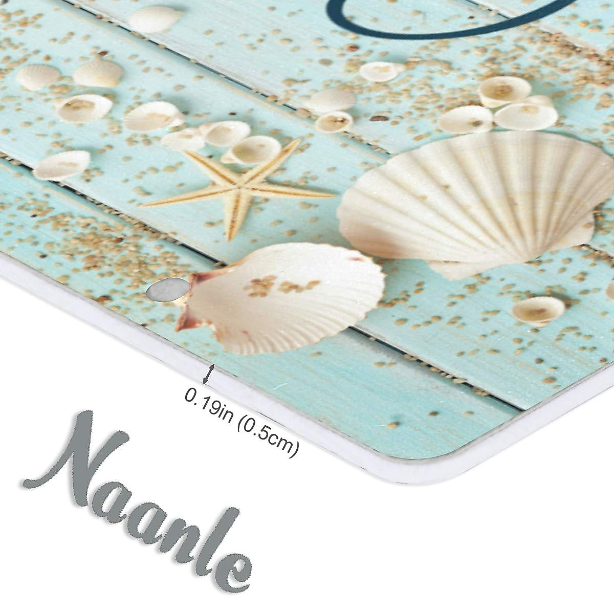Naanle Aloha Door Sign Plaque with Rope, Wooden Seashell Hanging Sign Wall Art for Entrance Porch Front Home Garden Office Business Outdoor Decor 6 x 11 inches
