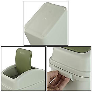 Asking 1.8 Gallon Small Trash Can with Swing-top Lid, Plastic Garbage Bin, Green