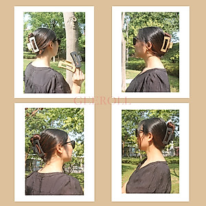 GEEROLL8 Pack 4.3 Inch Large Hair Claw Clips for Women Thin Thick Curly Hair, Non-slip Hair Clips,Neutral Colors,Black claw clip