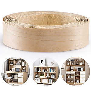 Skelang Birch Wood Veneer 1-1/2” x 26’, Wood Edge Tape with Adhesive, Flexible Wood Edgebanding Strip for Shelving, Cabinetry, Furniture