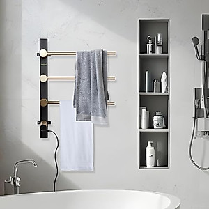 Bathroom Towel Rack, Space-Saving 3-Bar Towel Warmer, Warming Rod with Fast Heating for Hotels Swimming Centers Kitchens