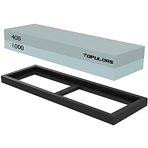 Knife Sharpening Stone Combination Dual Sided Grit With Base for Sharpening and Polishing Tool with Non Slip Base for Kitchen Knives, Hunting Knives, Pocket Knives and Tool Blades (400/1000)