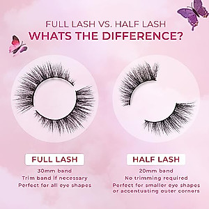 Lilly Lashes Butterfl'eyes Faux Mink Lashes, Half Lashes Natural Look & Feel, False Eyelashes, Reusable Eyelashes 20x, No Trimming + Easy to Apply, Round Style, Lash Glue not Included 13mm (Sassy)