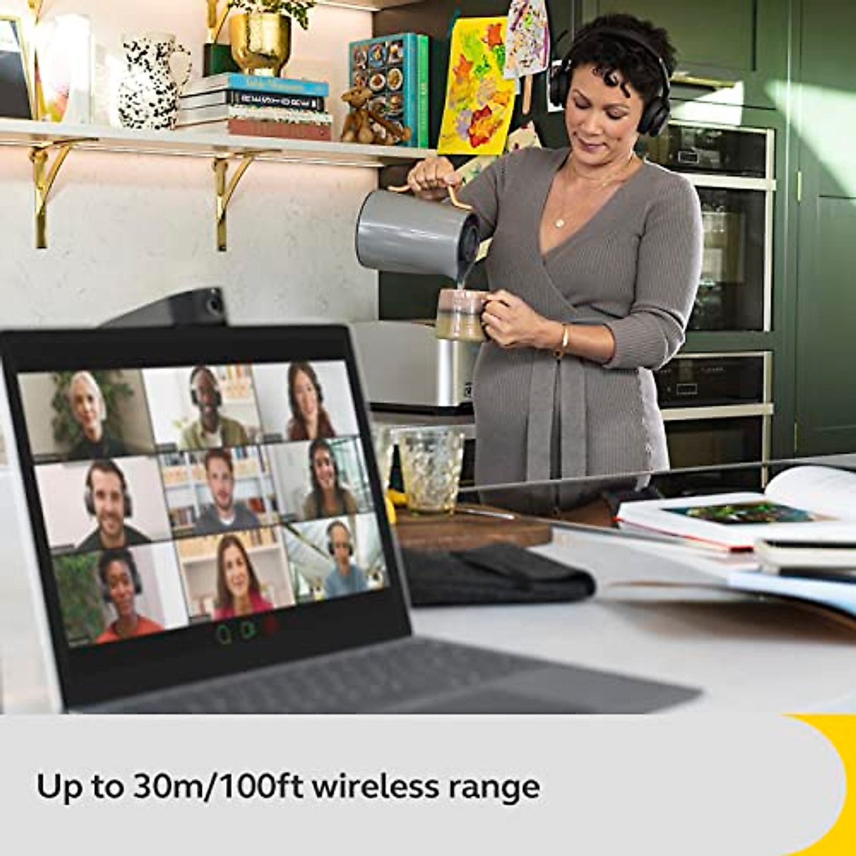 Jabra Evolve2 55 Stereo Wireless Headset - Features AirComfort Technology, Noise-Cancelling Mics & Active Noise Cancellation - MS Teams Certified, Works with Other Platforms - Black