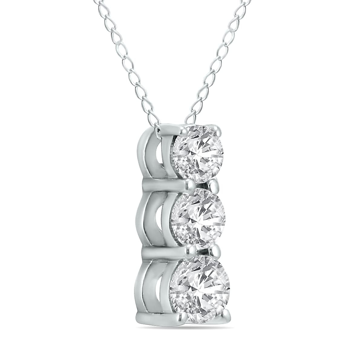 Certified 1/2 Carat TW Three Stone Diamond Pendant in 14K White Gold