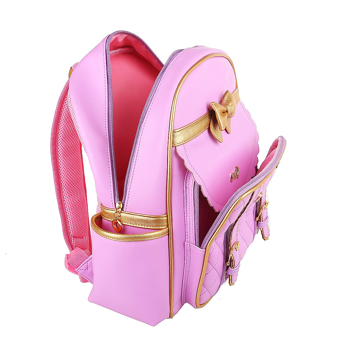 Gazigo Children Princess Waterproof PU Backpack for Girls Elementary School Girl Bookbags