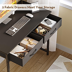 WOHOMO Small Computer Desk with Drawers, 31.5 Inch Black Vanity Desk with Storage, Home Office Computer Desk for Small Spaces, Modern Work Writing Study Table, Black
