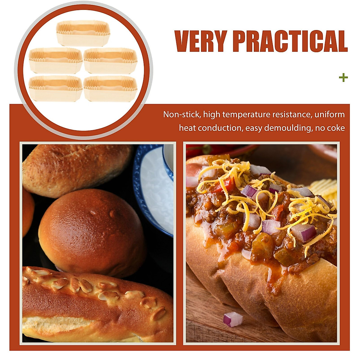 Luxshiny 5Pcs Wooden Baking Molds, Disposable Loaf Pans with Paper Liners Grease Proof Wood Containers Food Baking Pan For Banana Bread Meatloaf