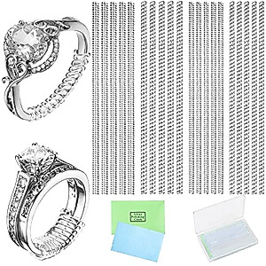 Ring Sizer Adjuster for Loose Rings, 22 Pack 4 Sizes Silicone Ring Guards Invisible Ring Adjuster Spiral Ring Spacers Fitter with Polishing Cloth, Transparent Ring Resizer Tightener for Women and Men