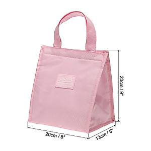 PATIKIL Insulated Lunch Bags, 8"x5"x9" Reusable Bento Bags Thermal Lunch Tote Portable Food Containers Bag for Men and Women, Pink