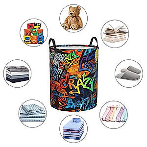 FeHuew Abstract Grunge Graffiti Pattern Collapsible Laundry Basket with Handle Waterproof Fabric Hamper Laundry Storage Baskets Organizer Large Bins for Dirty Clothes,toys,Bathroom